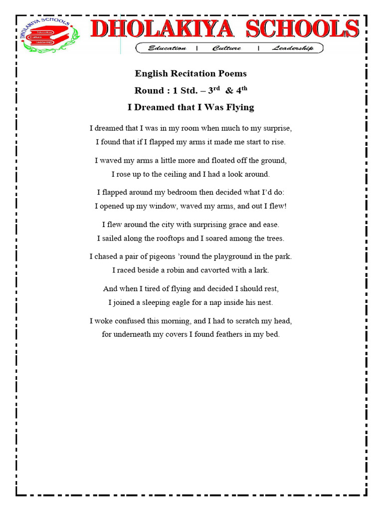 Std. - 3 & 4 English Recitation Poems | PDF