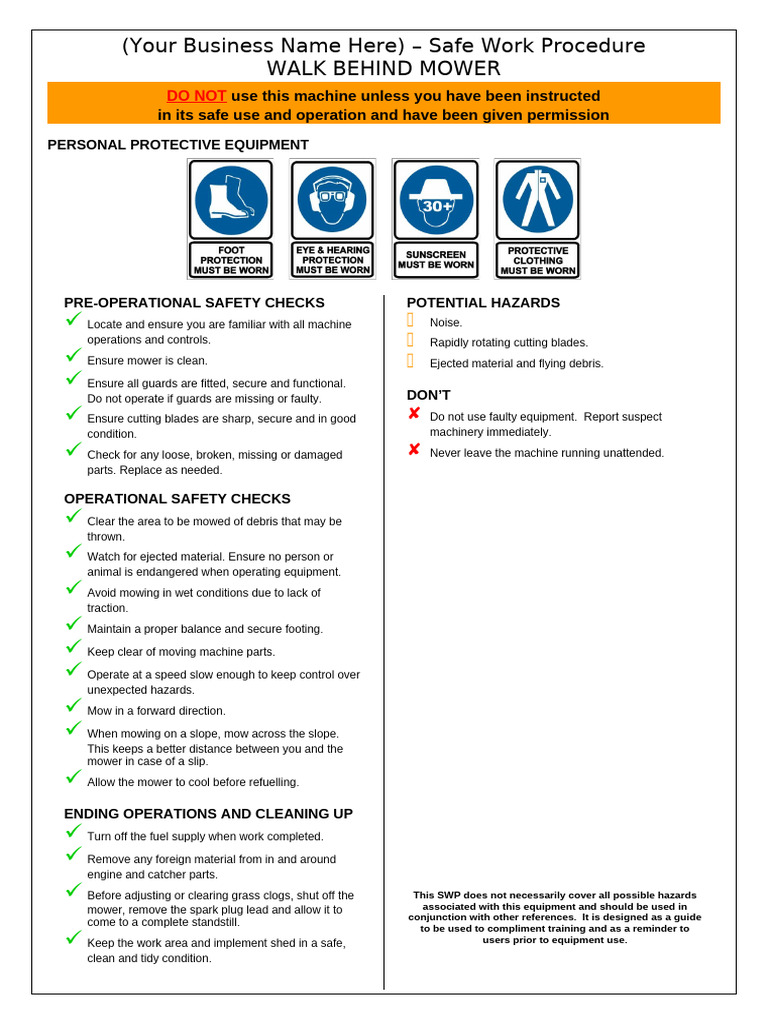 SWP_Mower_Walk_Behind | PDF | Mower