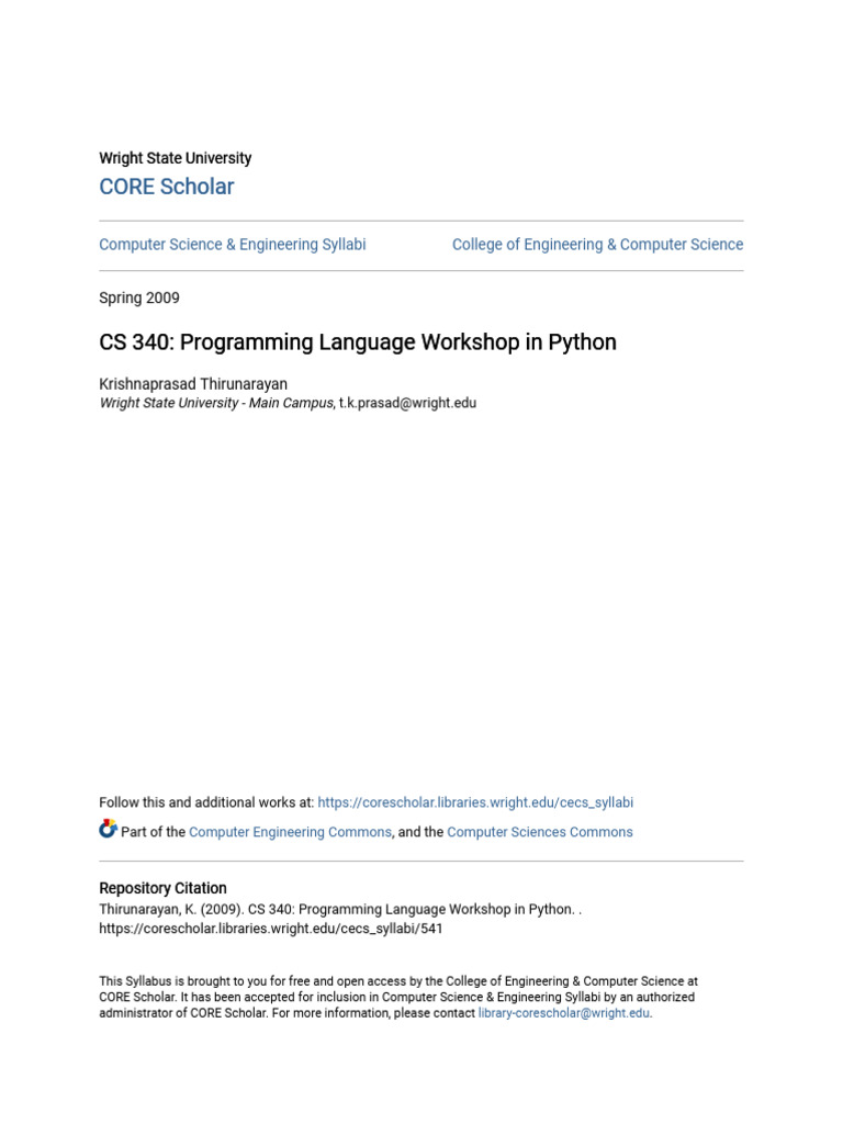 CS 340 Programming Language Workshop in | PDF | Computing | Computer Programming