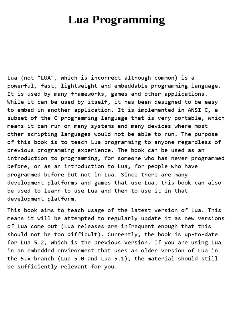 Coll. - Lua Programming (2016, WikiBooks) - Libgen - Li | PDF | Control Flow | Boolean Data Type