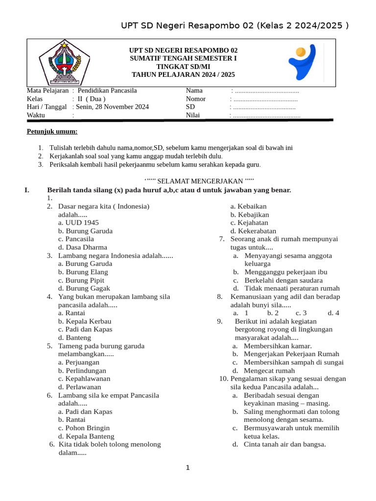 PTS Kelas 2 2024 PKN | PDF