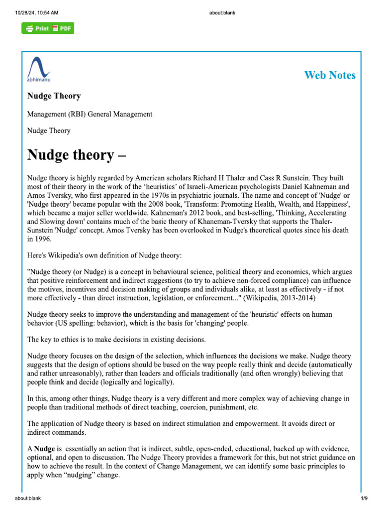 Nudge Theory | PDF