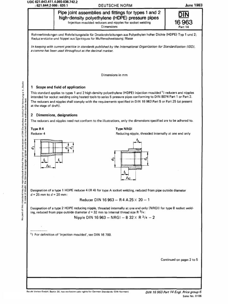 DIN 16963-14 (Fitting) | PDF | Pipe (Fluid Conveyance) | Polyethylene