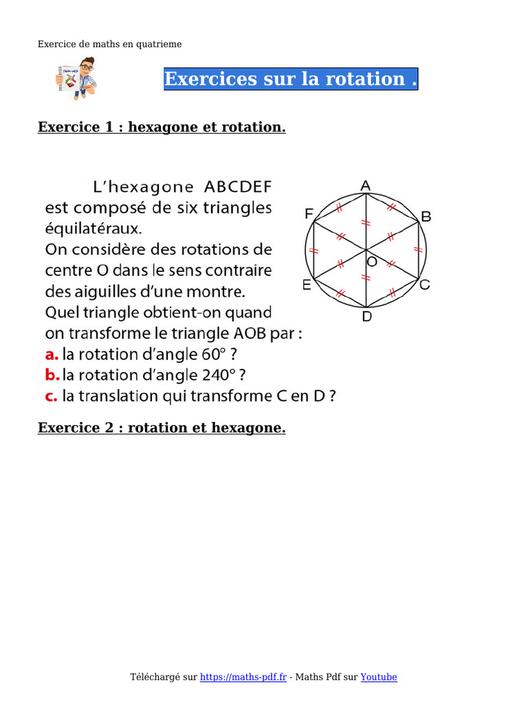 Exercices de rotation en 4ème | PDF | Mathématiques | Triangle