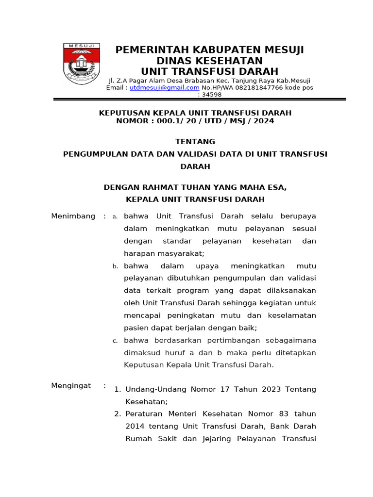 SK Validasi Data 2024 | PDF | Pengelolaan Keuangan & Uang | Hukum