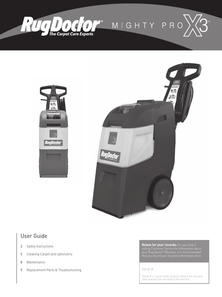 Rug Doctor Mighty Pro User Guide | PDF | Vacuum Cleaner