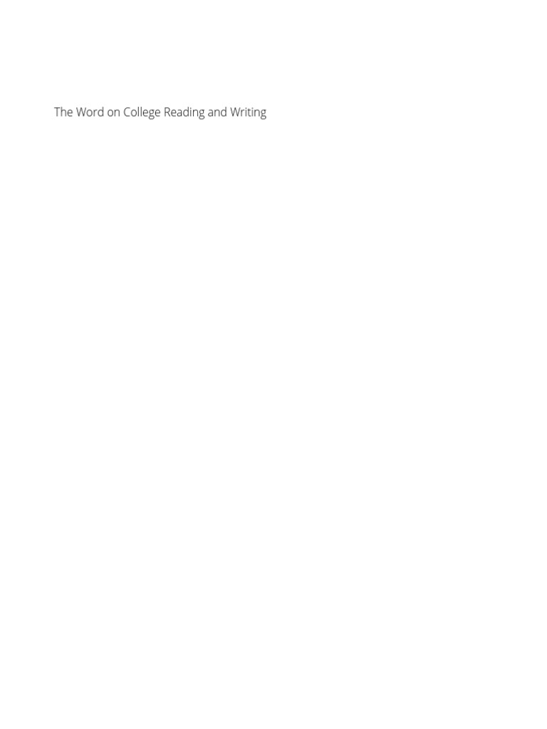 The Word On College Reading and Writing - Monique Babin, Carol Burnell ...