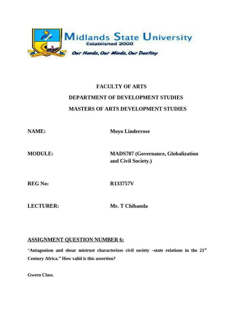 Globalisation Assignment Pdf Civil Society Zimbabwe