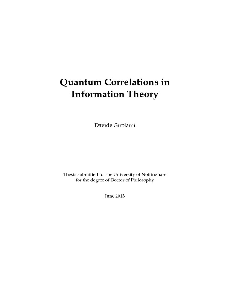 Quantum Correlations in Information Theory | PDF | Quantum Entanglement | Eigenvalues And ...