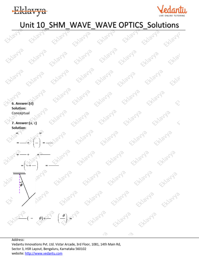 Unit 10 SHM Waves Wave Optics Solution | PDF | Frequency | Waves