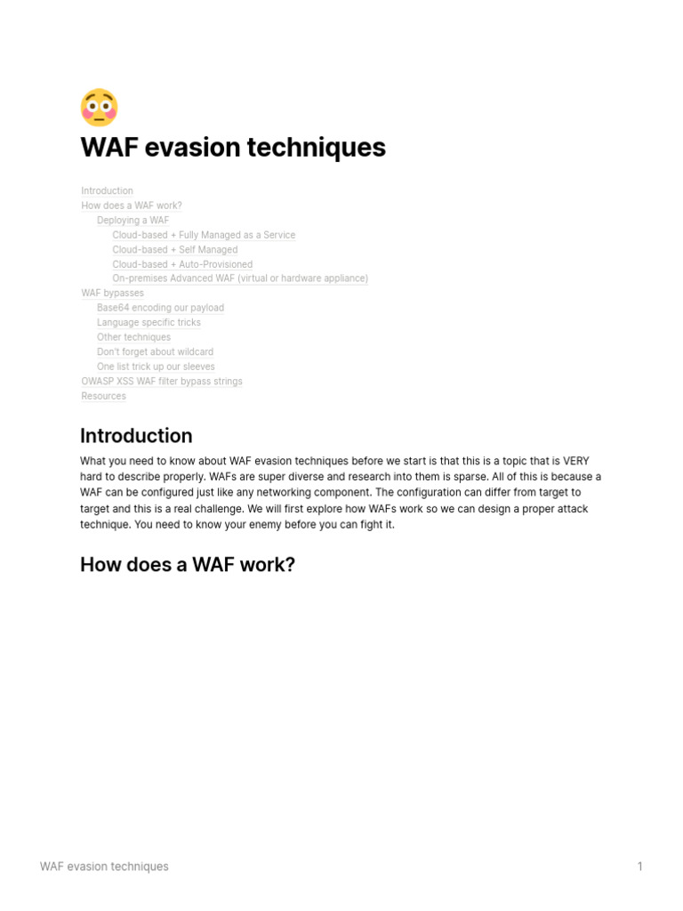 WAF_evasion_techniques | PDF | Computing | Computer Science