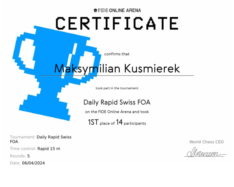 Certificate Daily Rapid Swiss FOA | PDF