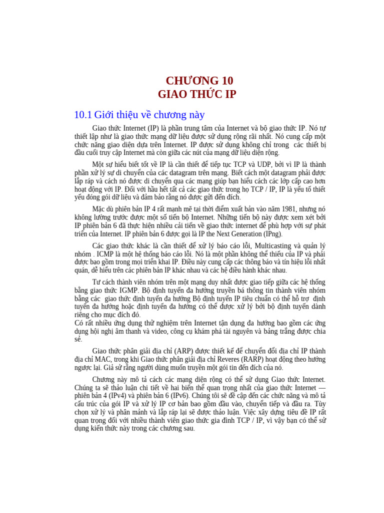 Chap10-IP Protocols - Sao Chép 2 - Tiếng Việt | PDF