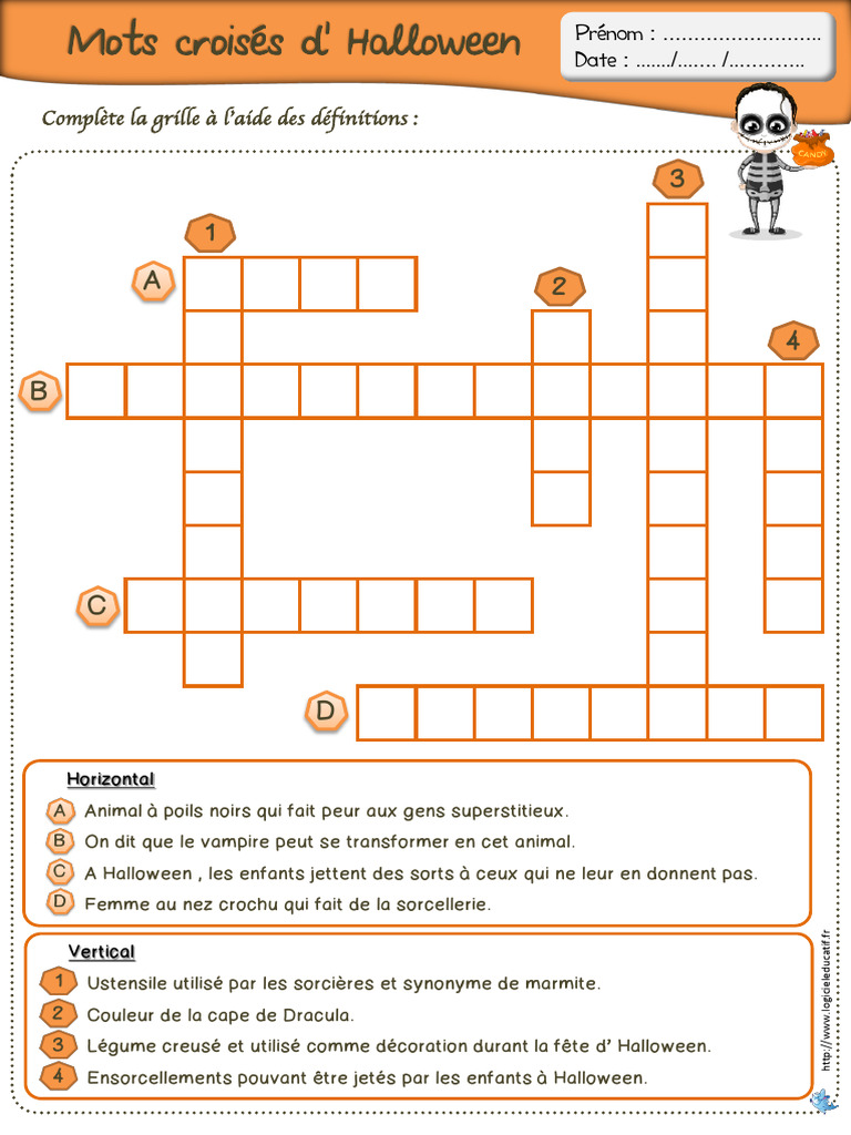 Mots Croisés Spécial Halloween | PDF | Halloween | Folklore