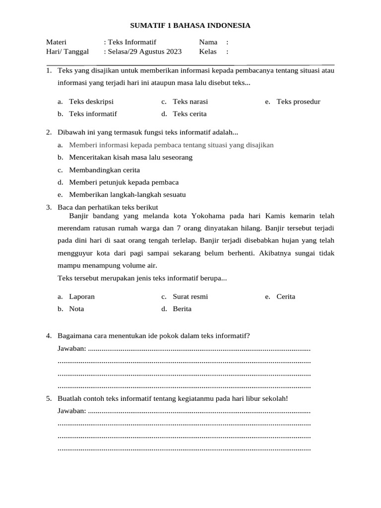 Sumatif Bi Iv | PDF | Seni & Disiplin Bahasa | Kajian Bahasa Asing