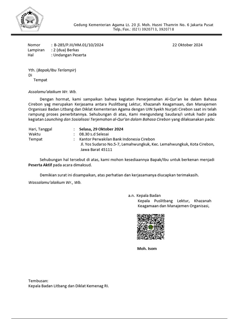 Surat Undangan Peserta Launching | PDF