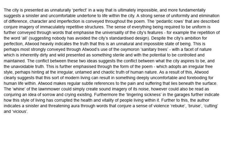 Analysis of Atwood's City Planners Poem | PDF | Classics