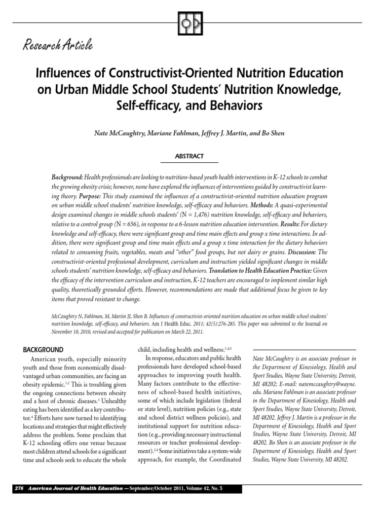 Ej 944012 | PDF | Constructivism (Philosophy Of Education) | Self Efficacy
