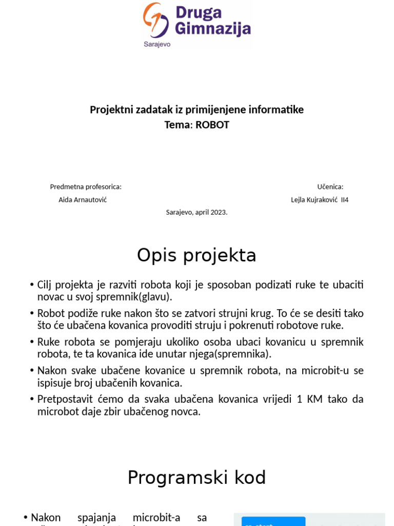 Lejla - Microbit Projekat | PDF