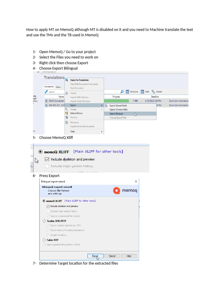 Enable MT in MemoQ: Step-by-Step Guide | PDF