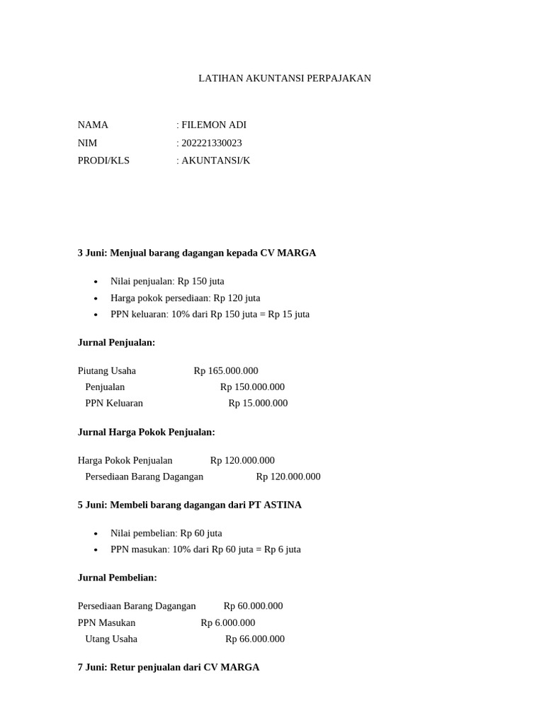 Latihan Akuntansi Perpajakan | PDF