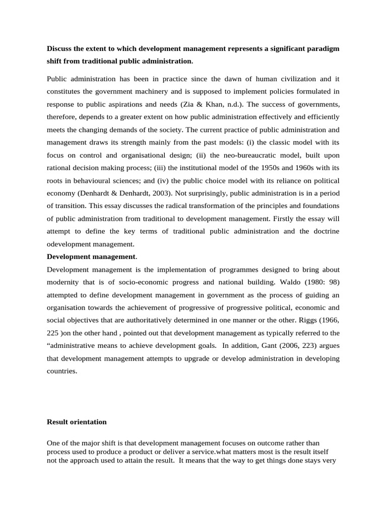 Development Management vs. Traditional Administration | PDF | Public ...