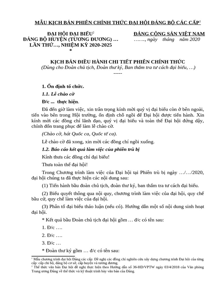 Kich Ban Dieu Hanh Phien Chinh Thuc | PDF