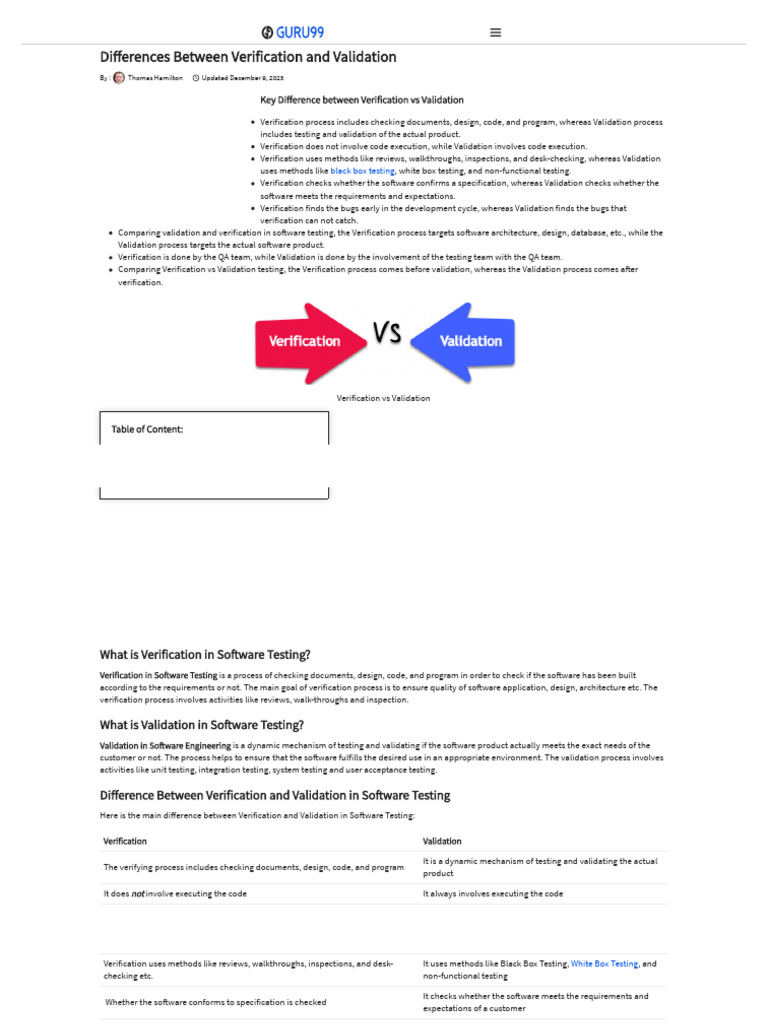 Differences Between Verification and Validation | PDF | Software ...