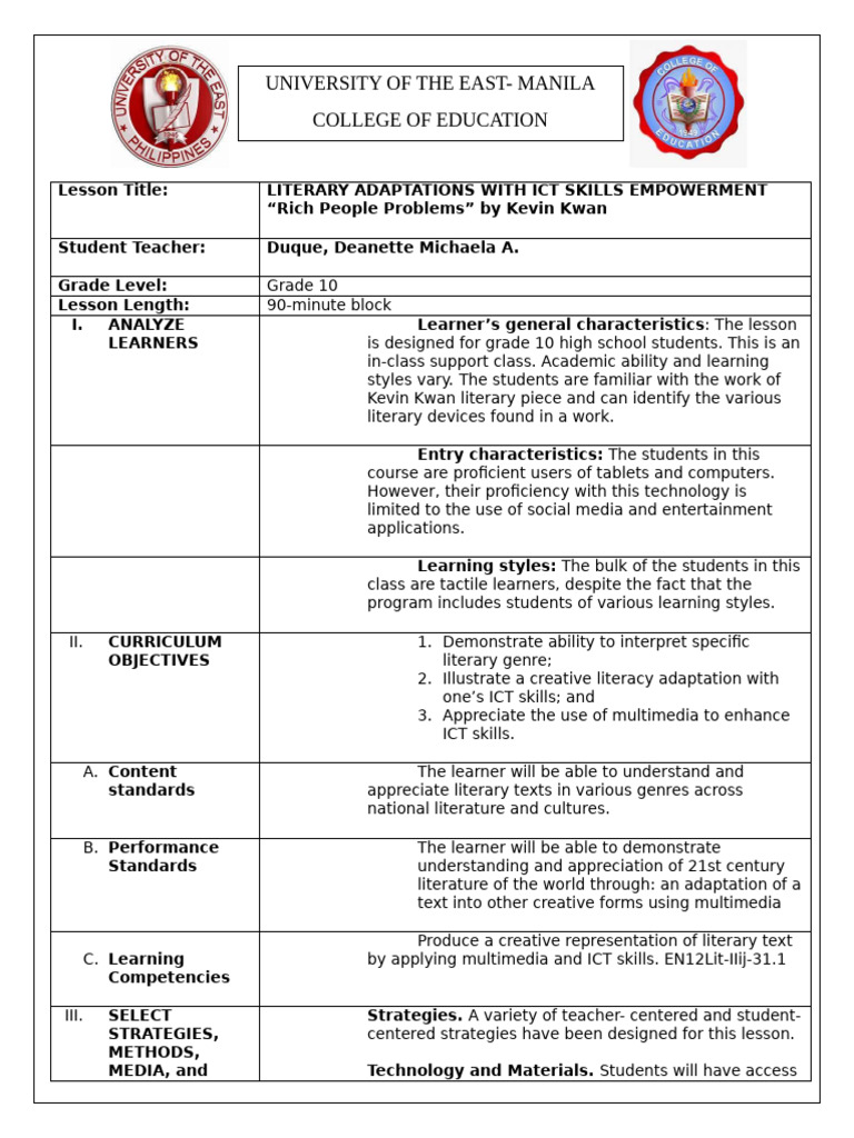 Duque.LessonPlan | PDF | Educational Technology | Multimedia