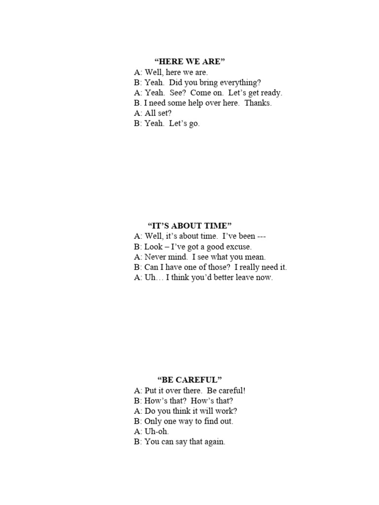 Short Open Scenes | PDF