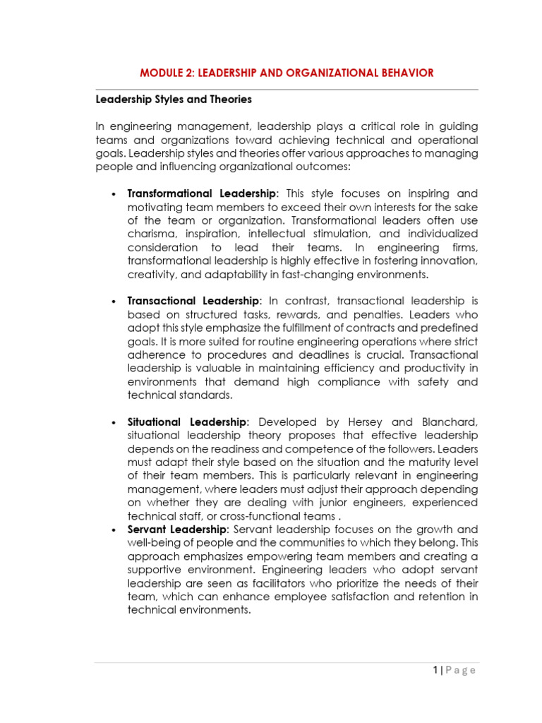 Engineering Management Module 2 Ver.2 | PDF | Leadership | Motivation Engineering Management Module 2 Ver.2 | PDF | Leadership | Motivation