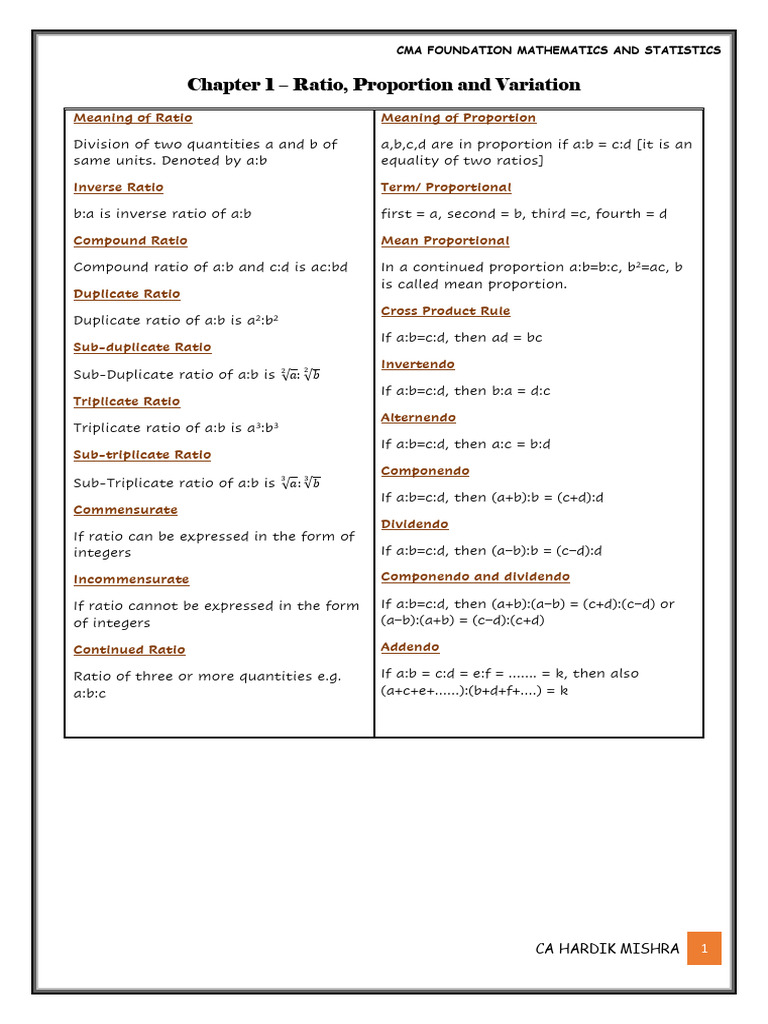 Maths Revision Notes | PDF | Mean | Median