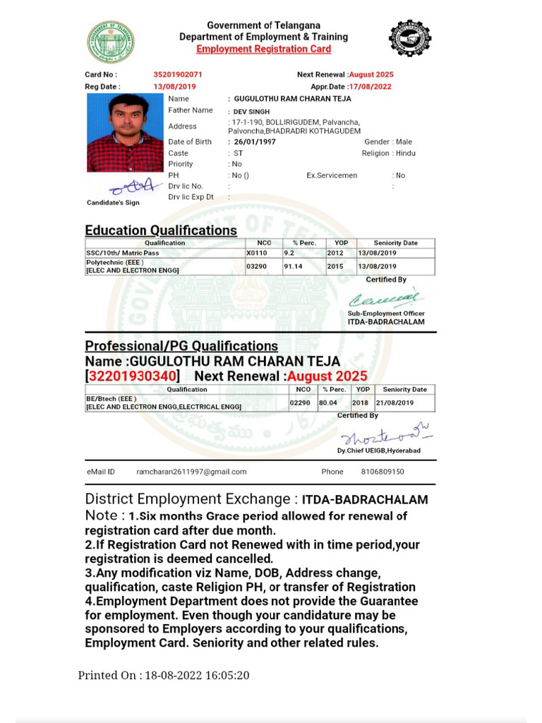 Employment Exchange Registration | PDF