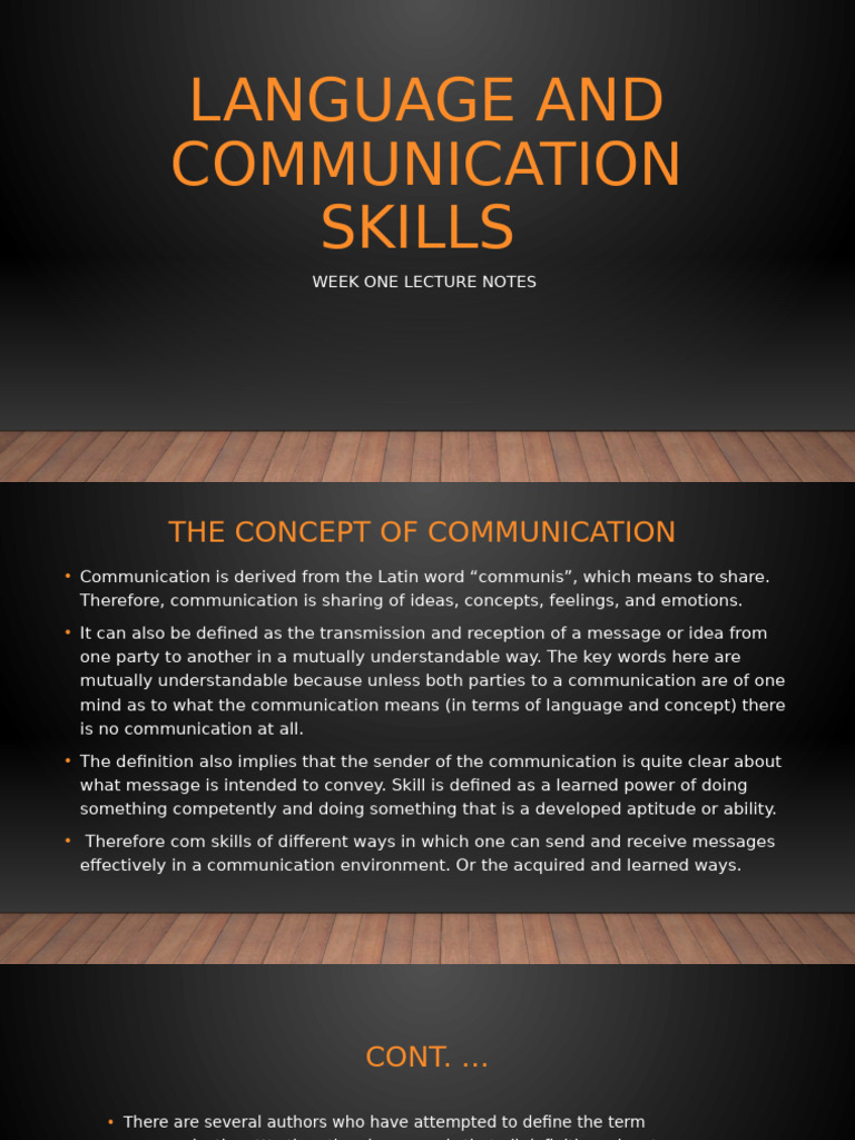 Language and Communication Skills Week 1 | PDF | Communication ...