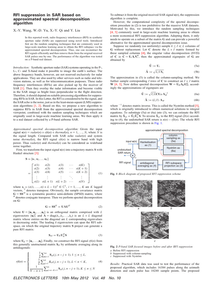 2012-RFI Suppression in SAR Based On Approximated Spectral Decomposition-Ok | PDF | Matrix ...
