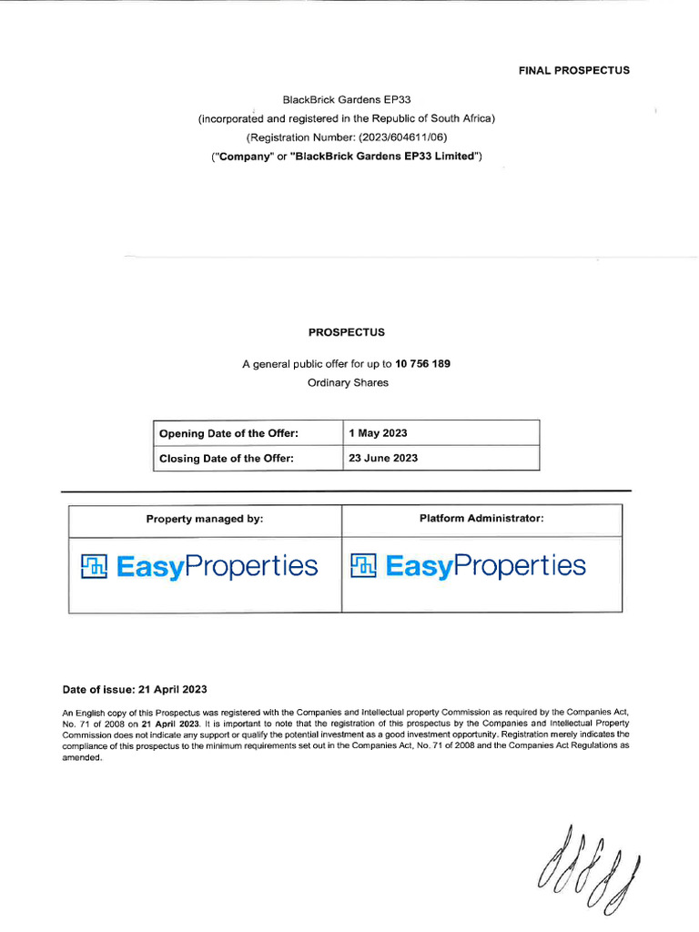 BlackBrick Gardens final prospectus 20042023 (1) | PDF