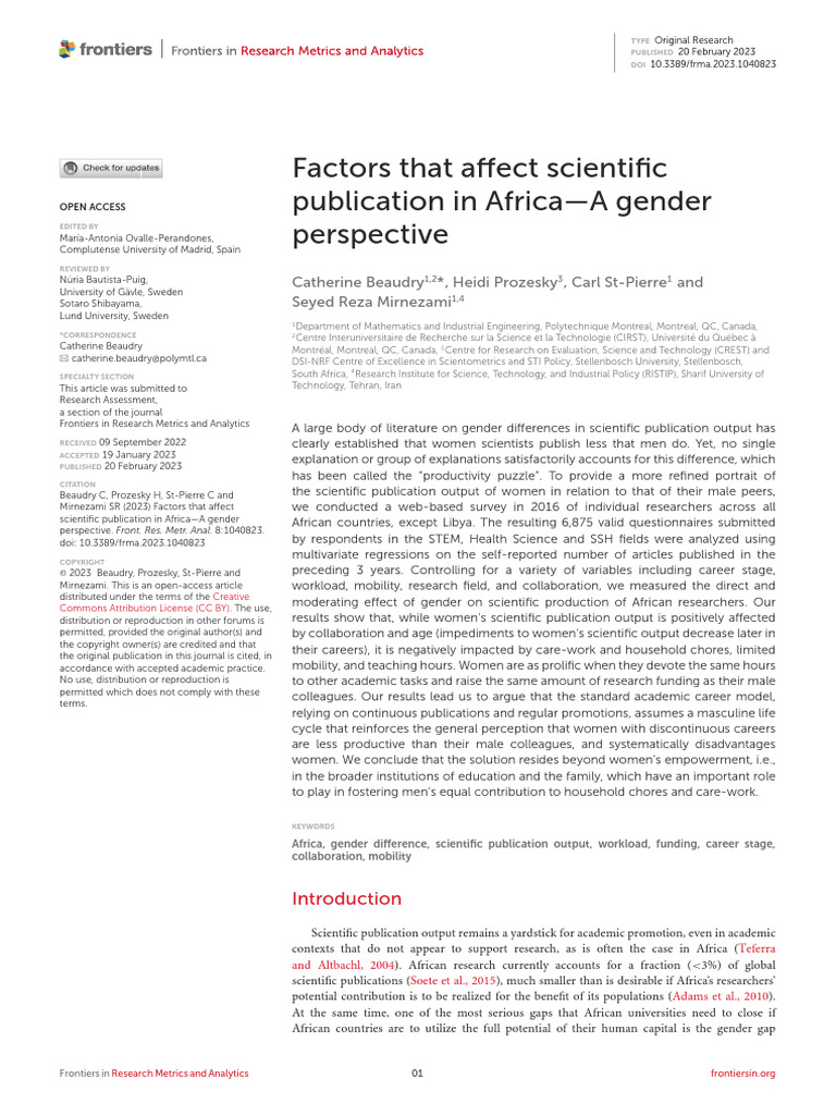 Factors_that_affect_scientific_publication_in_Afri | PDF | Open Access | Science