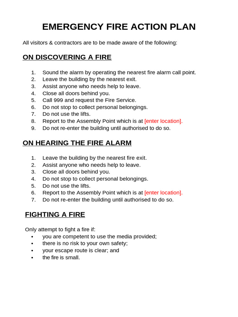 Emergency Fire Action Plan Guide | PDF