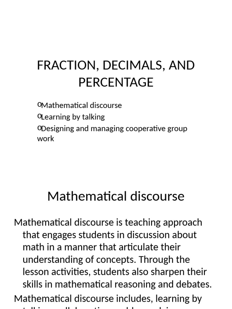 Fraction, Decimals, and Percentage | PDF | Mathematics | Learning