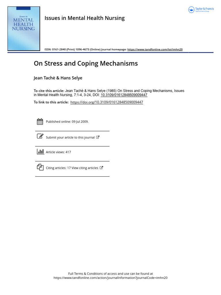 On Stress and Coping Mechanisms | PDF | Stress (Biology) | Adrenal Gland