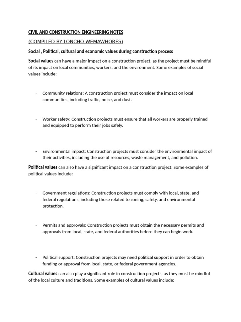 Civil and Construction Notes | PDF | Concrete | Environmental Impact ...