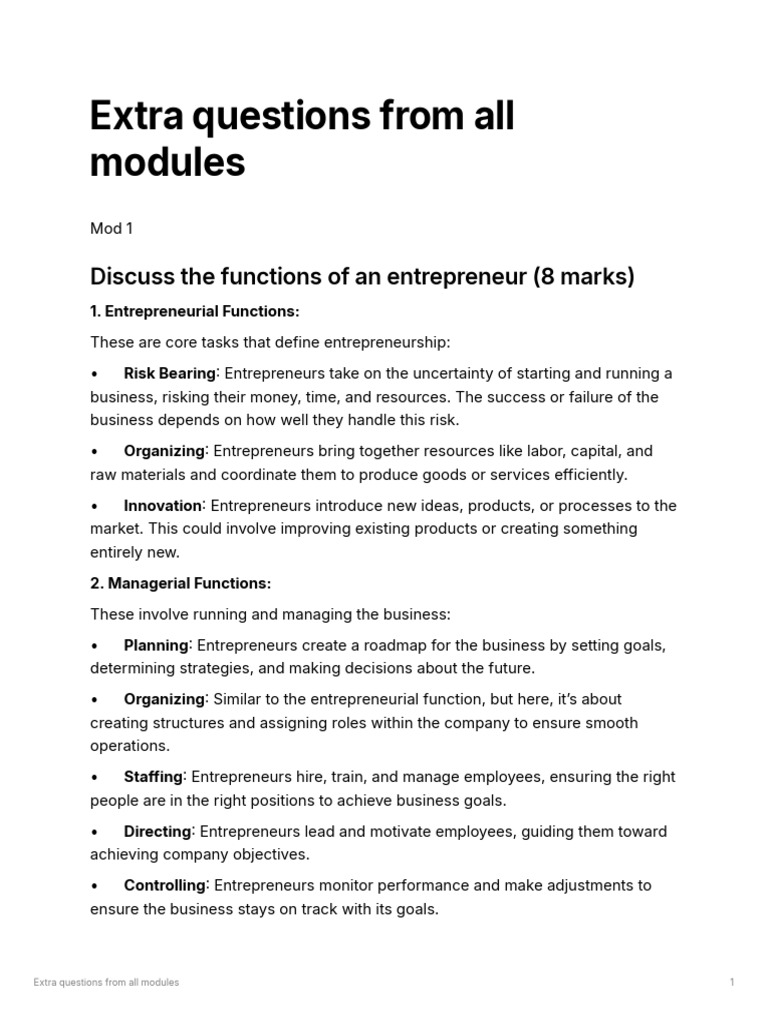 Extra Questions From All Modules | PDF | Expense | Equity (Finance)