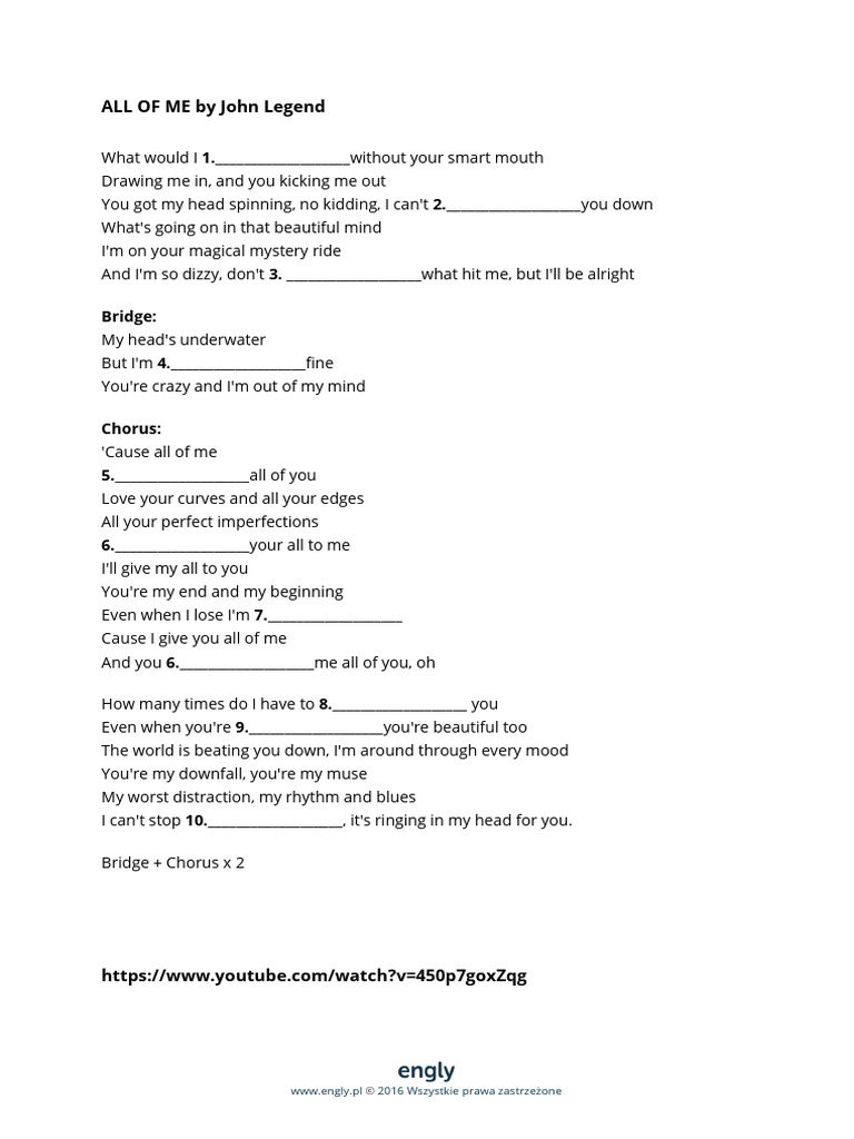 John Legend - All of Me Engly | PDF