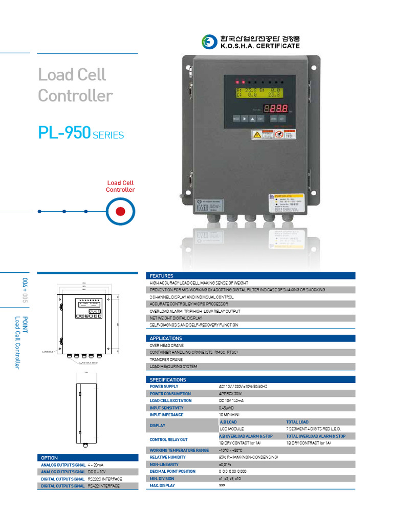 PL-950 Load Cell Controller Features | PDF | Power Supply ...