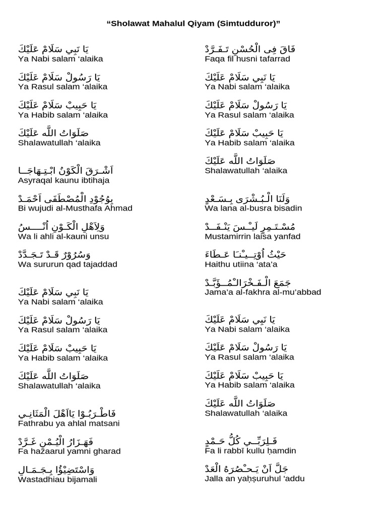 Sholawat Mahalul Qiyam | PDF