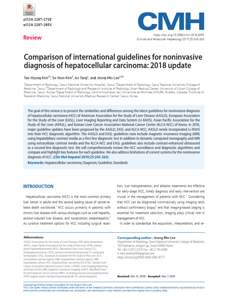 so sánh các guideline | PDF | Medical Imaging | Cirrhosis