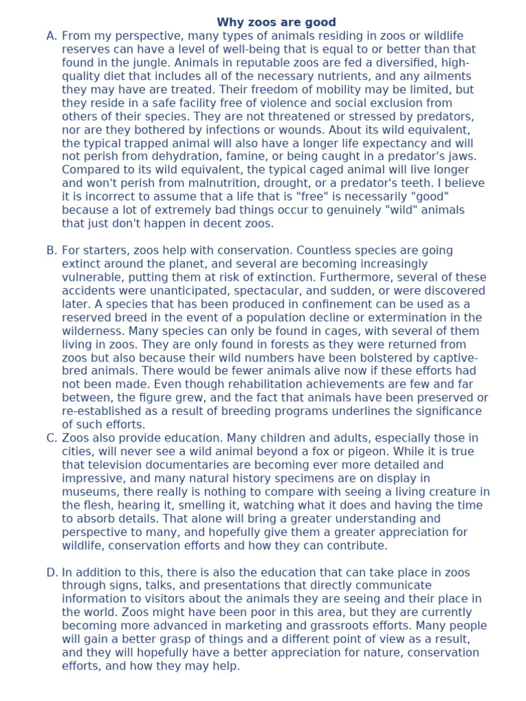 Benefits of Zoos for Animals and Conservation | PDF | Zoo | Wildlife