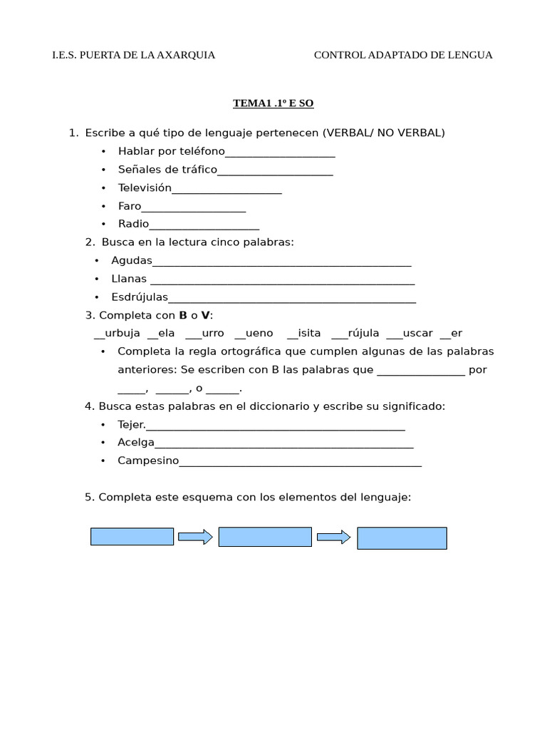 Control 1º. Tema1 | PDF