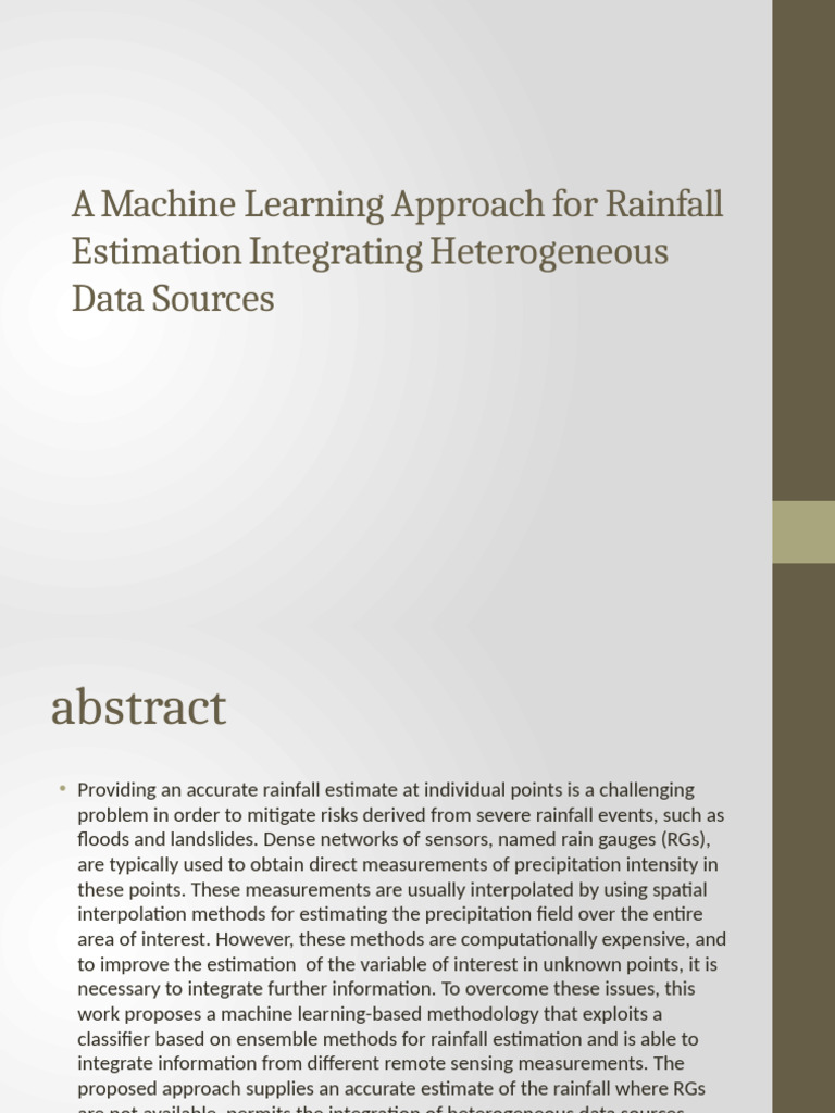 A Machine Learning Approach For Rainfall Estimation Integrating Pdf 6325