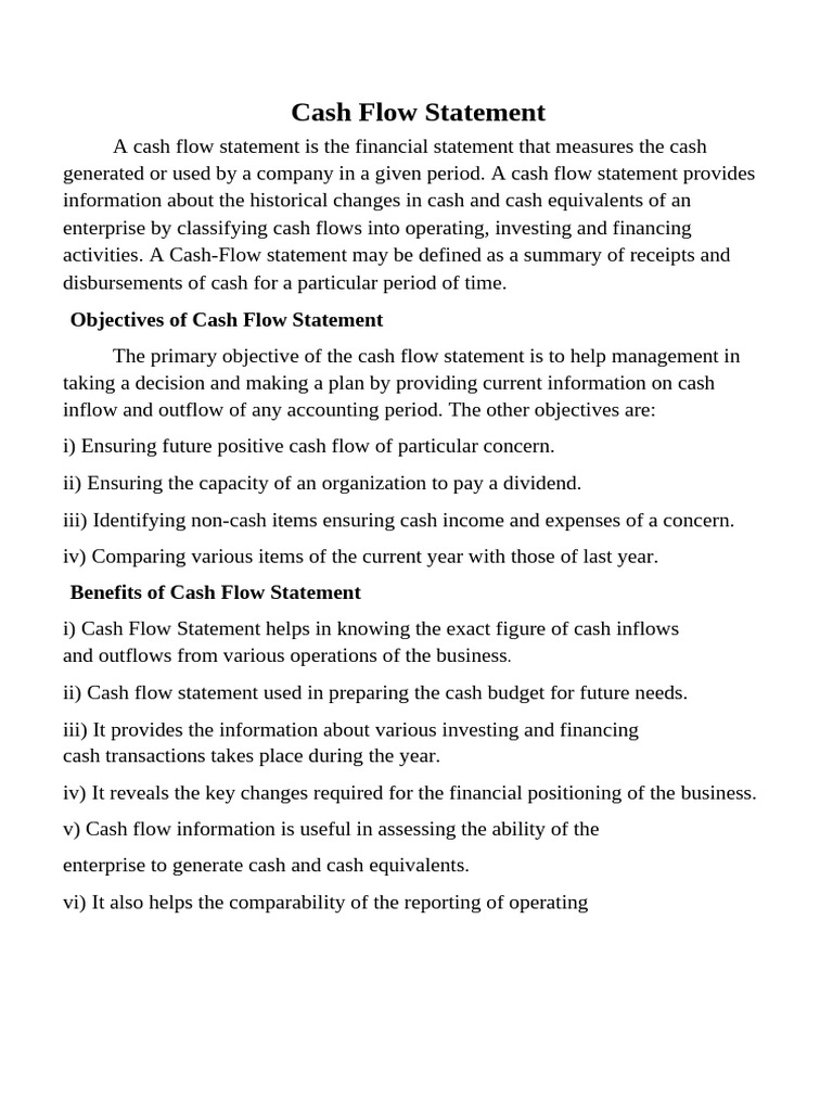 Cash Flow Statement Theory | PDF | Cash Flow Statement | Income Statement